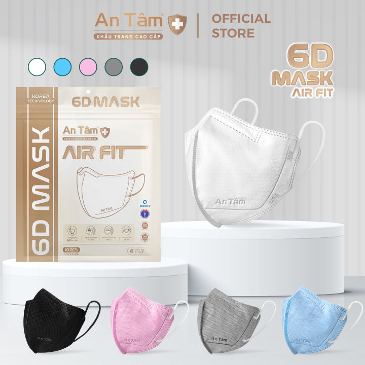 6D MASK - Túi 10 cái - Khẩu trang y tế kháng khuẩn chính hãng An Tâm ôm ...