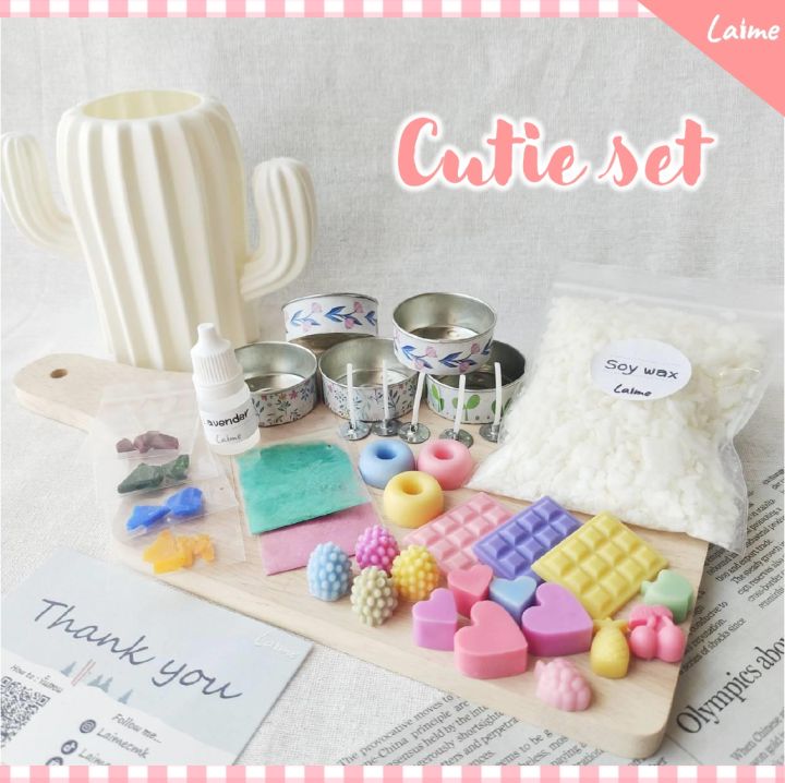 ชุดทำเทียนหอมจากไขถั่วเหลือง soy wax DIY [🧚🏻‍♀️🌸Cutie set🌸🧚🏻‍♀️] สามารถ ...