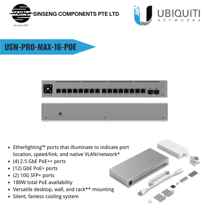 Ubiquiti UniFi 16 Port Networks UniFi Managed Layer 3 Switch with 180W ...