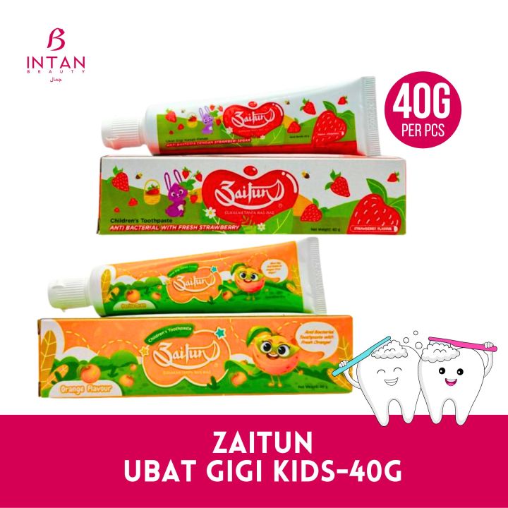 ZAITUN Ubat Gigi Kanak-Kanak Kids Toothpaste[40G] -Orange/ Strawberry ...