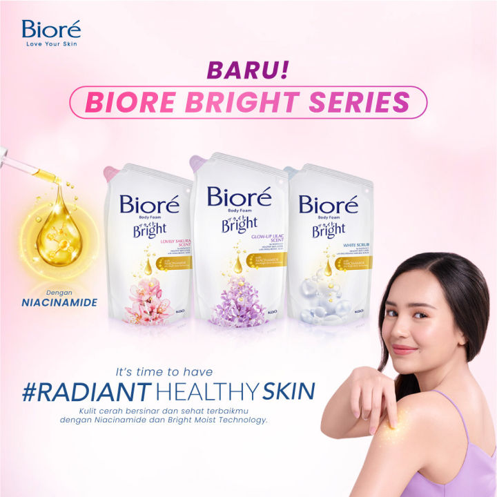 Biore Bright Body Foam Series Sabun Cair Biore Sabun Mandi Biore Lovely Sakura Glow Up Lilac ...