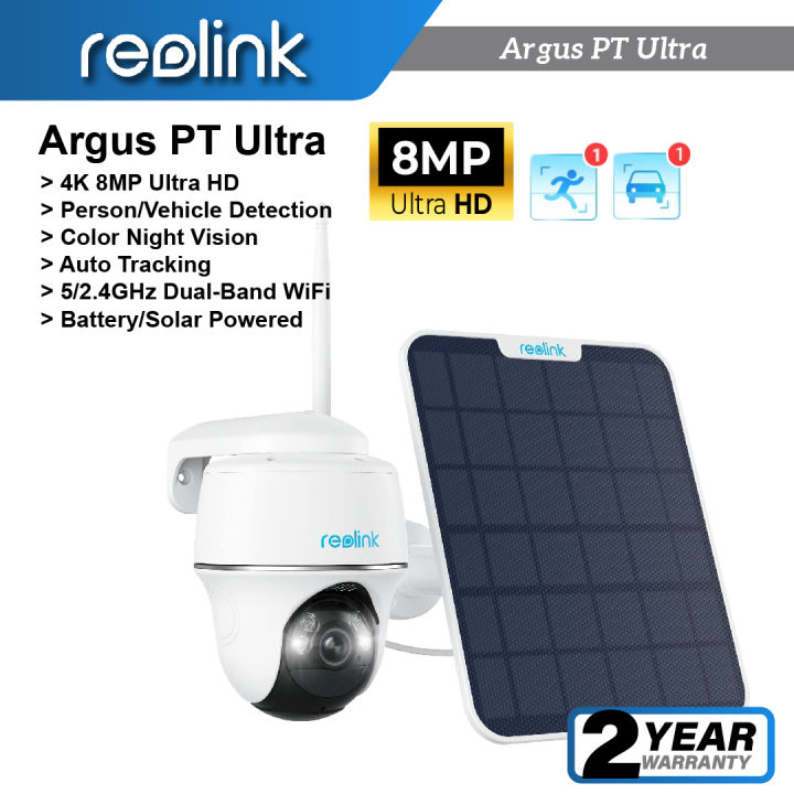 Reolink Argus PT Ultra Wireless Battery Solar Powered Security IP CCTV ...