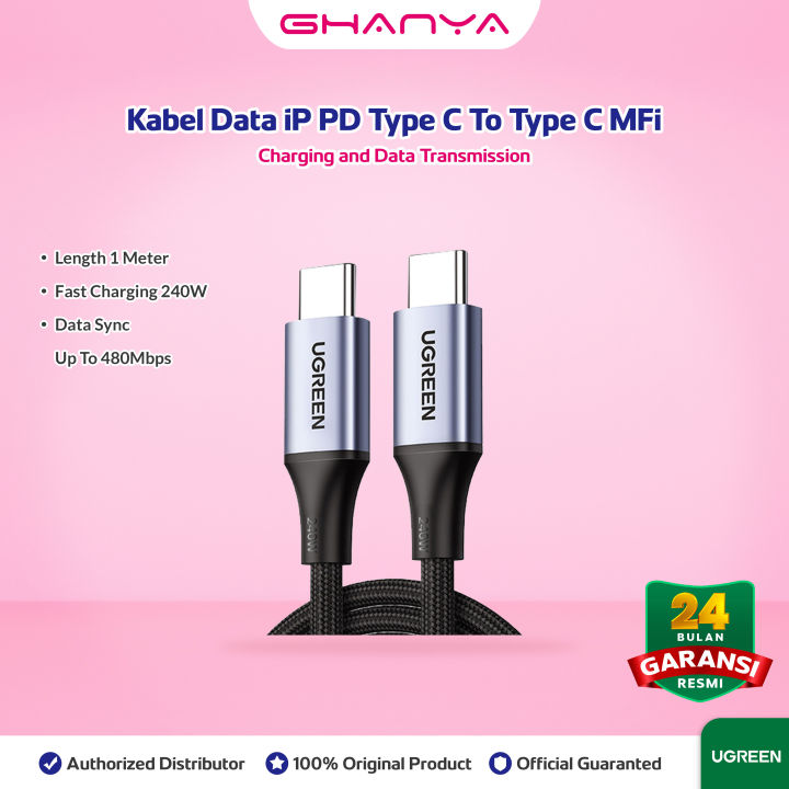 UGREEN Kabel Data Type C to Type C Fast Charging 5A 240W 1 Meter 15311 | Lazada Indonesia