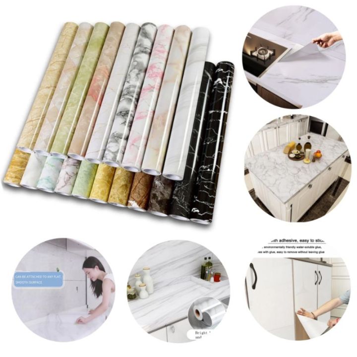 Wallpaper Marmer Stiker Lemari Meja Pintu Kayu Furniture Pvc Dinding ...