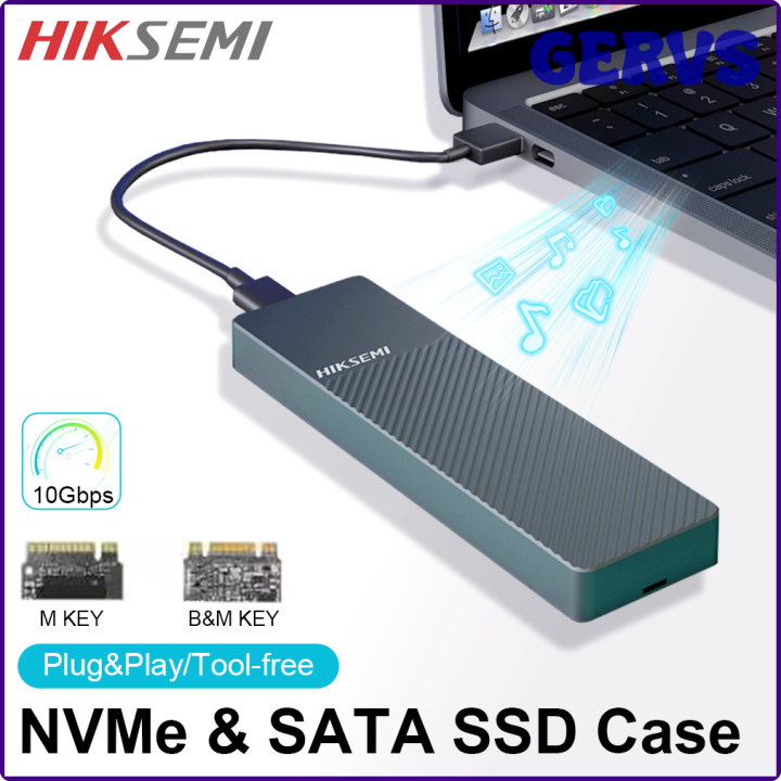 GERVS HIKSEMI 10Gbps M.2 NVME SATA SSD Enclosure Tool Free External ...