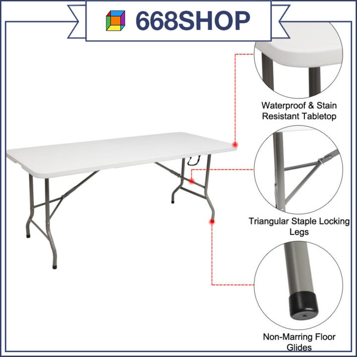 Heavy Duty Folding Table 4FT 1.2/1.5/1.8M Fold-in-half Table White ...