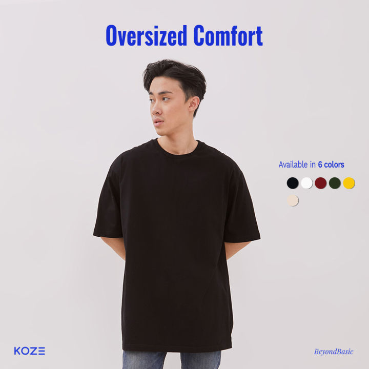 KOZE - Oversized Comfort Premium Combed 24S LARGE SIZE Black T-shirt ...