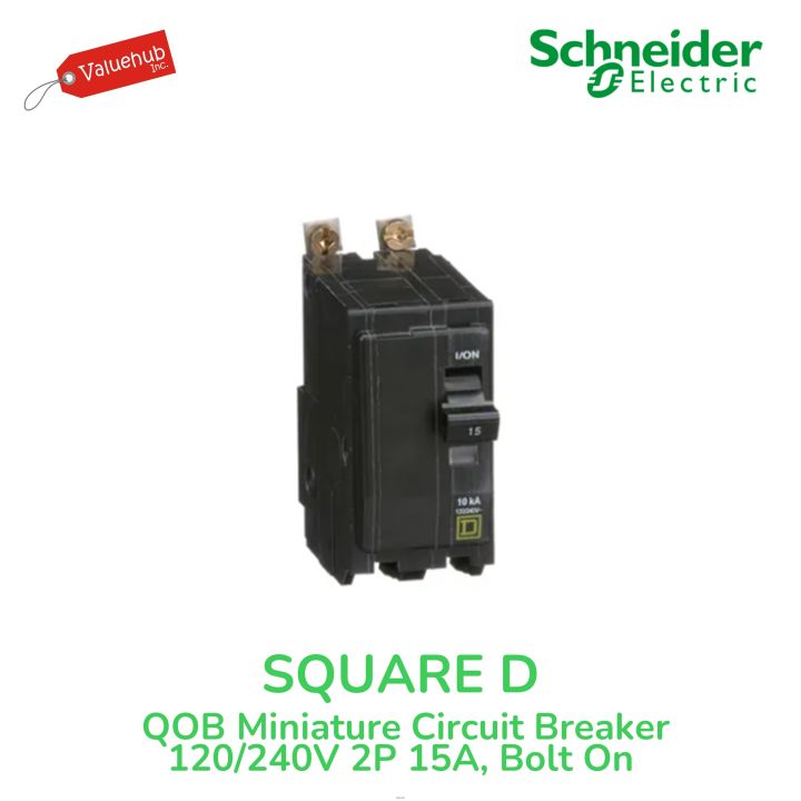 QOB215 Square D QOB Miniature Circuit Breaker 120/240V 2P 15A, Bolt On ...