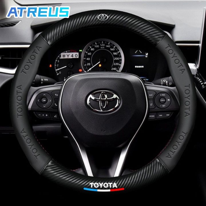 Toyota Car Steering Wheel Cover Carbon Fiber Protective Non-Slip For ...