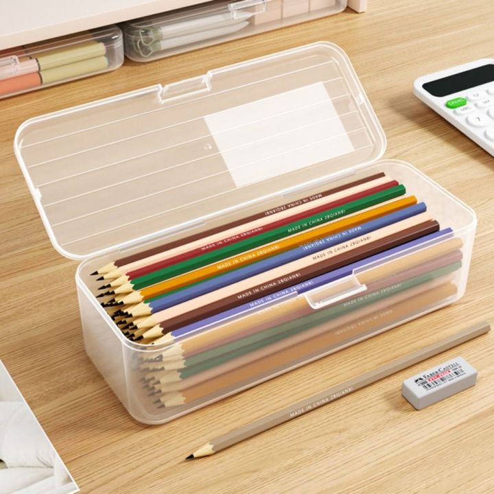 WILDP Multifunctional Pen Pencil Box Transparent Art Supply Pencil Case ...
