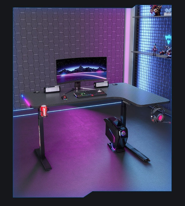 [Pre-order]Smart Corner Lift Desk Carbon Fibre RGB Corner Gaming Desk ...