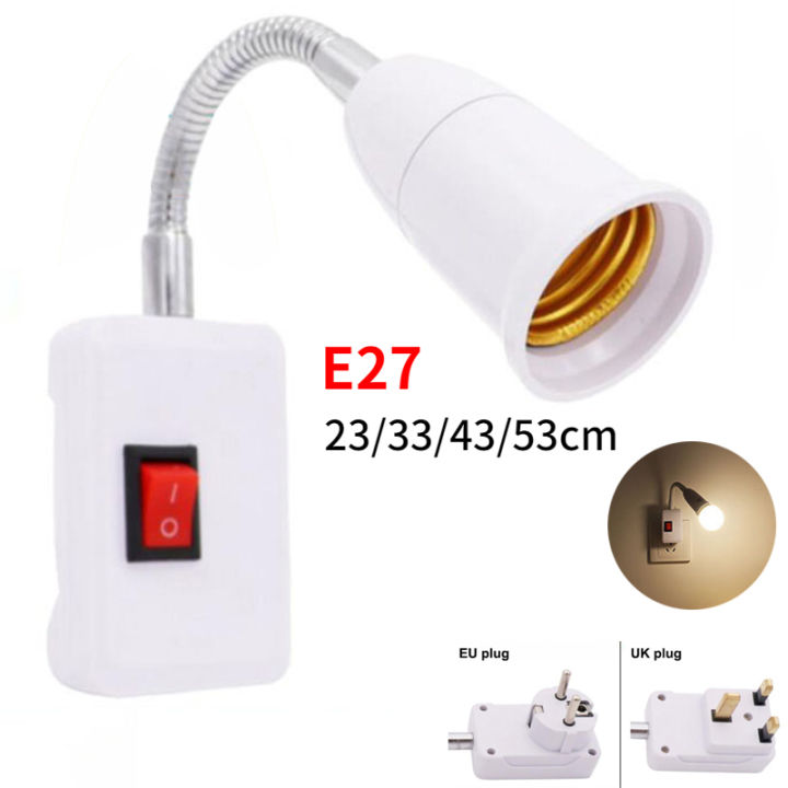 E27 Light Base Conversion EU UK Plug LED Bulb Socket Flexible Extension ...