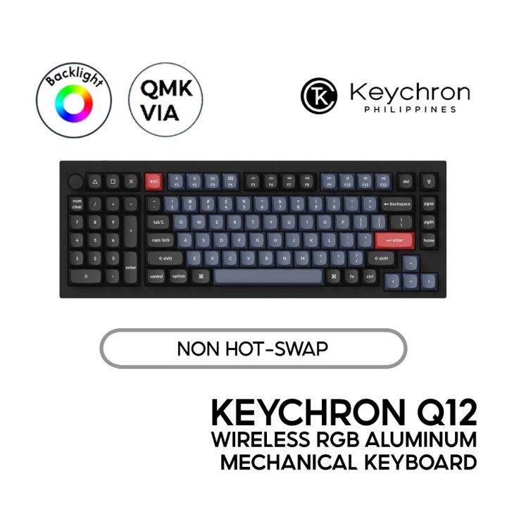 Keychron Q12 QMK Keyboard, Carbon Black, 96% layout Southpaw, Wired ...