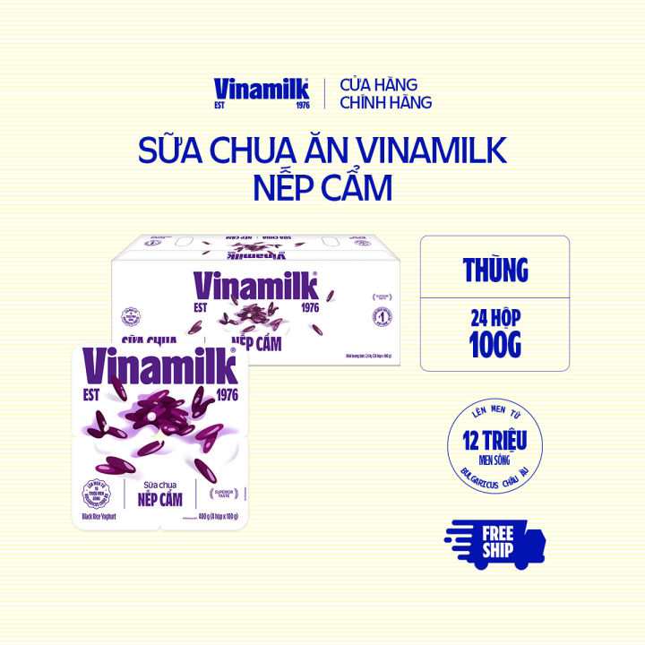 [CHỈ GIAO TRONG BÁN KÍNH 10KM] Thùng 24 hộp Sữa chua ăn Vinamilk Nếp ...