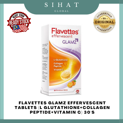 FLAVETTES GLAMZ EFFERVESCENT TABLETS (L GLUTATHIONE+COLLAGEN PEPTIDE ...