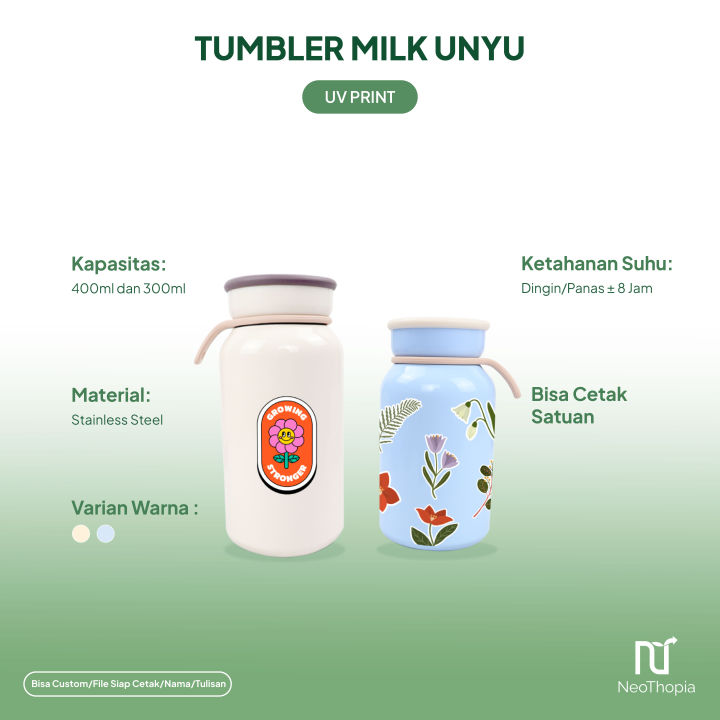 Custom Tumbler Botol Minum Milk Unyu Print Uv Cetak Full Color Design ...