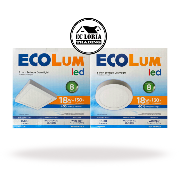 Ecolum Surface Downlight 18W Square and Round (8 Inches) | Lazada PH