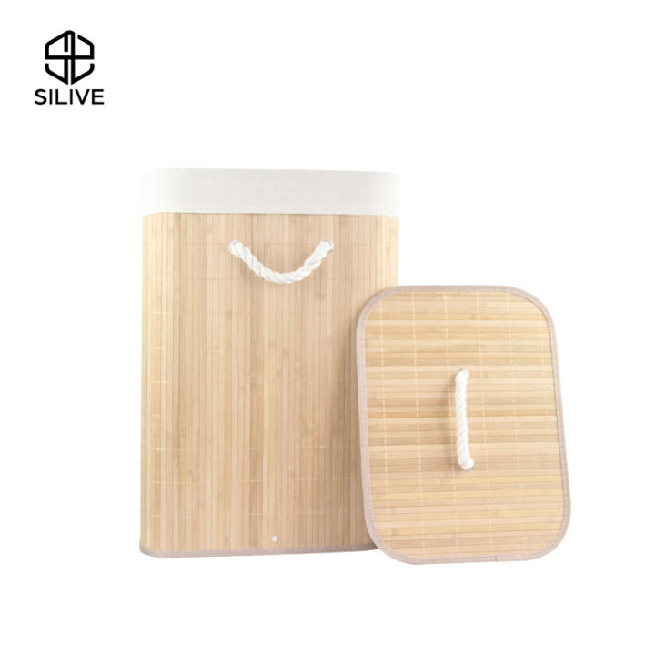 Silive Shop ตะกร้า มาพร้อมฝาปิด ตะกร้าเก็บผ้า ตะกร้เก็บของ ตะกร้าใส่ ...