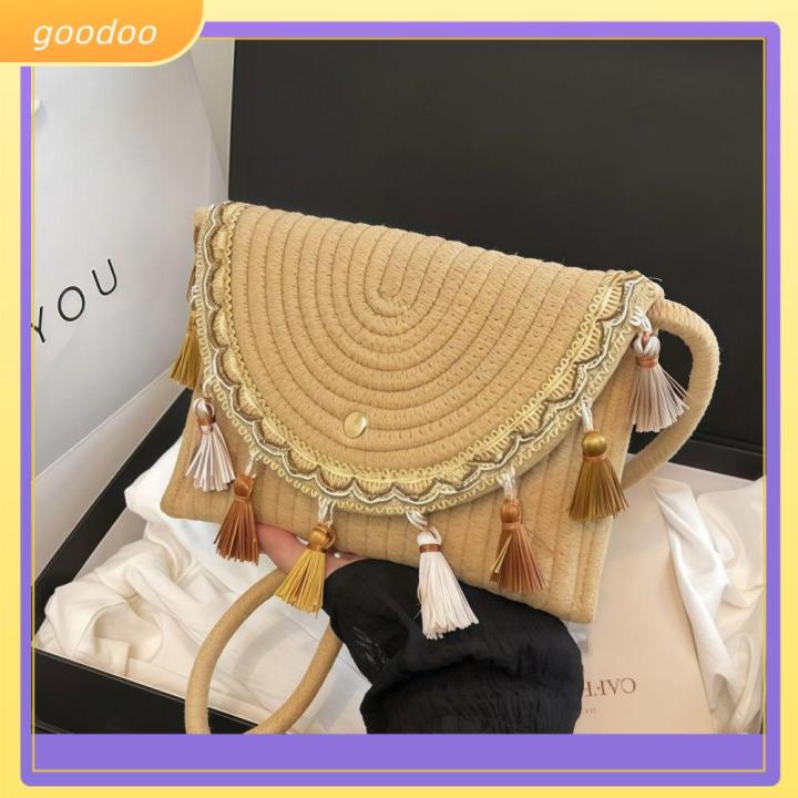 GOODOO หลายสี กระเป๋าสะพายข้างแบบไหล่เดียว ดีไซน์พู่ ความจุขนาดใหญ่ ...