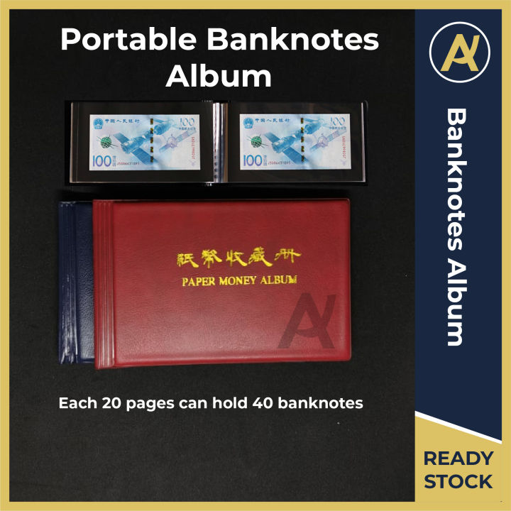 Banknote Album Single Note 1 Row 40 slots / Money Album / Money Cover ...