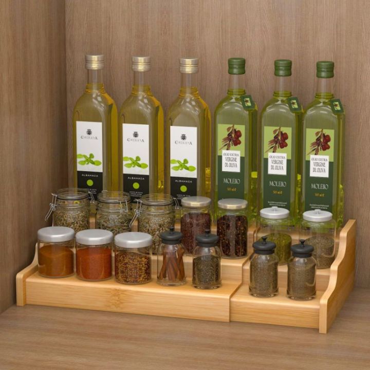 【READY STOCK】TIDY 3 Tier Expandable Wood Rack Seasoning Sauce Condiment ...