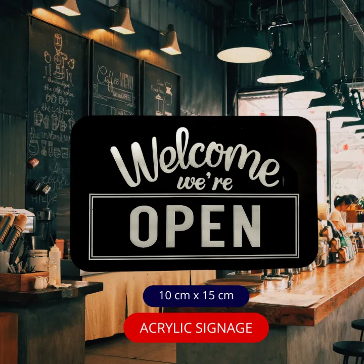 SIGN LABEL BUKA TUTUP OPEN CLOSE BOLAK BALIK HANGING ACRYLIC SIGN ...