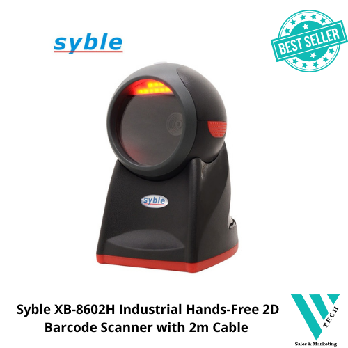 Syble XB-8602H Industrial Hands-Free 2D Barcode Scanner with 2m Cable ...