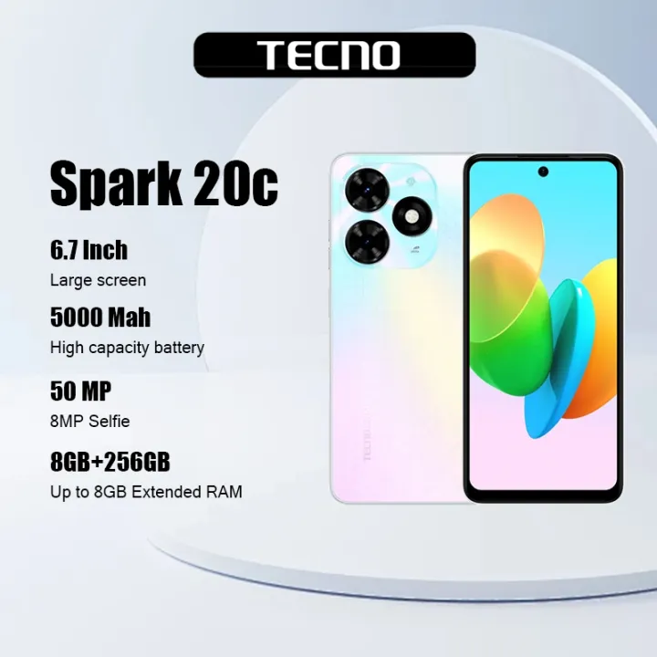 Tecno spark 20C original 8+256GB smartphone 6.7inch large screen HD ...
