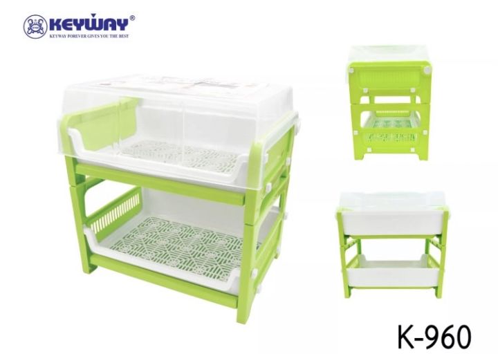 ชั้นคว่ำแก้ว 2ชั้น มีฝาครอบ Keyway K960 ขนาด 40x28x42 cm. มี 2สี ให้เลือก | Lazada.co.th