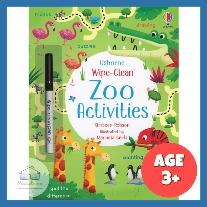 (Zoo Activities) Usborne Wipe Clean Book Children Early Educational Fun ...