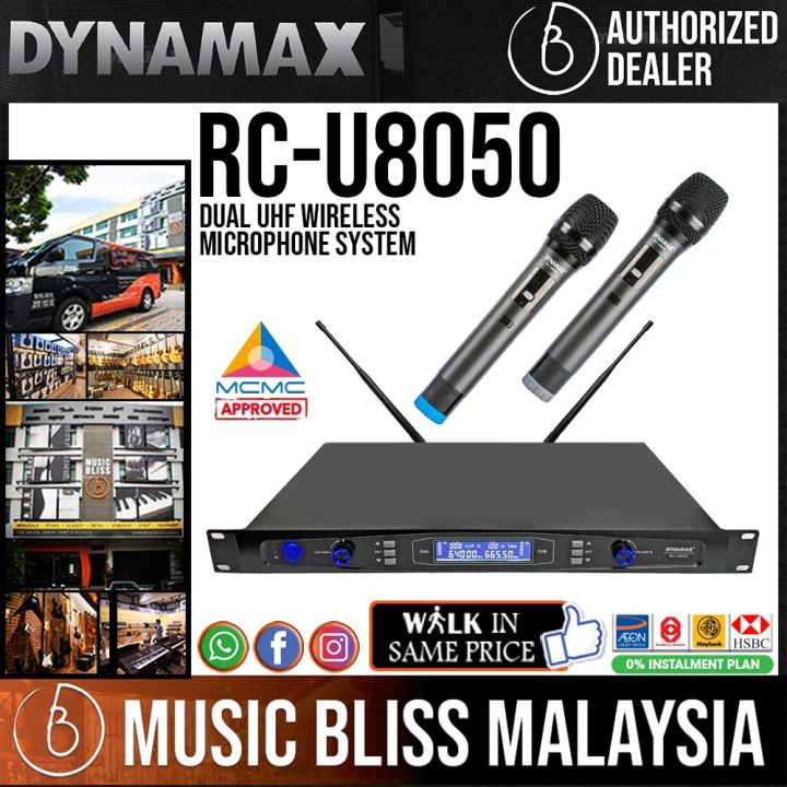 Dynamax RC-U8050 Dual UHF Wireless Microphone System for Performance ...