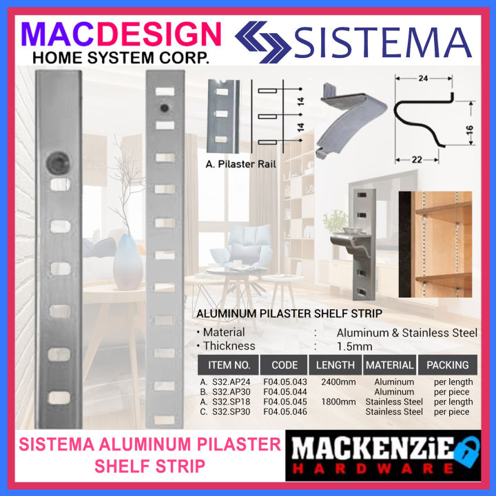 SISTEMA ALUMINUM PILASTER SHELF STRIP MACDESIGN HOME (OFFICIAL SELLER ...