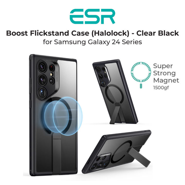 ESR Boost Flickstand Magsafe Case (Halolock) With Samsung Galaxy S24 Ultra Case, Clear Black ...