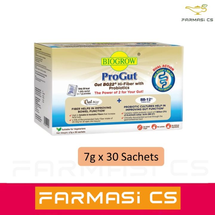 Biogrow ProGut Mixed Hi-Fiber Oat BG22 with Probiotics 30 sachets x 7g ...