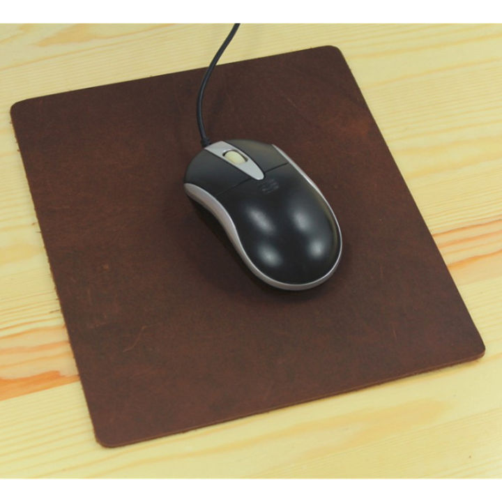 MUNUKI Thick 100% Genuine Leather Mouse Pad Mat Crazy Horse Leather ...
