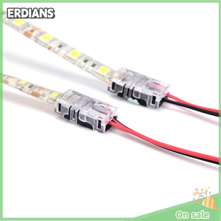 ERDIANS 1pcs 2 pin led strip to wire connector 8mm/10mm tape light ...