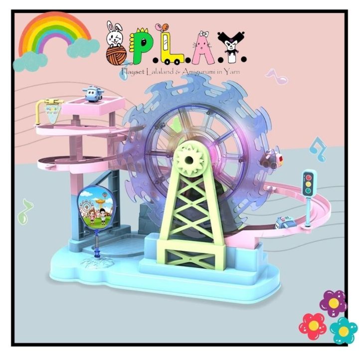 PLAY Dinosaur Ferris Wheel Climb Stair Toy Dinosaur Stair Track Slide ...