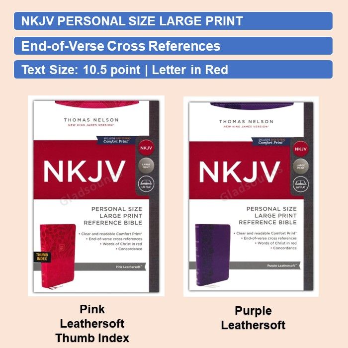 NKJV End of Verse Personal Size Large Print Bible | Red Letter | Indexed | Gladsounds | Lazada