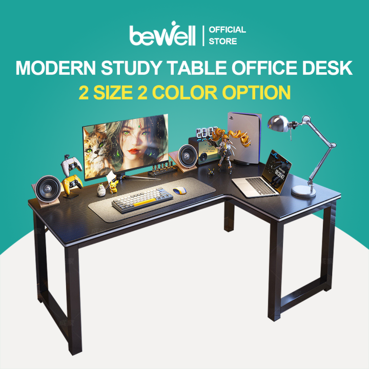 Bewell Computer Table Office Desk L Shaped Game Table Long Corner Study ...