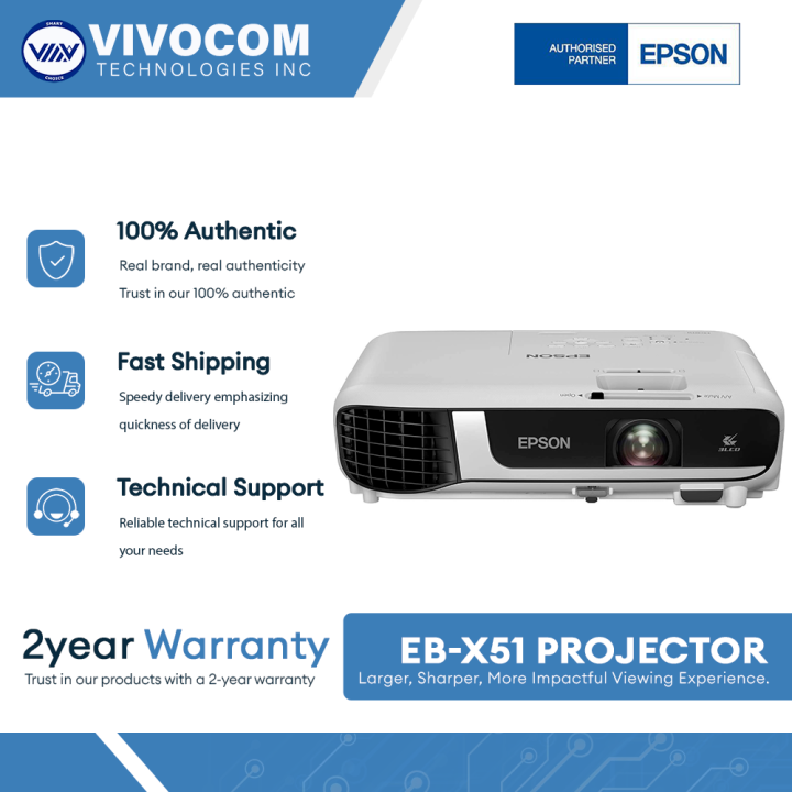 Epson EB-X51 XGA 3LCD Projector Larger, Sharper, More Impact Viewing ...