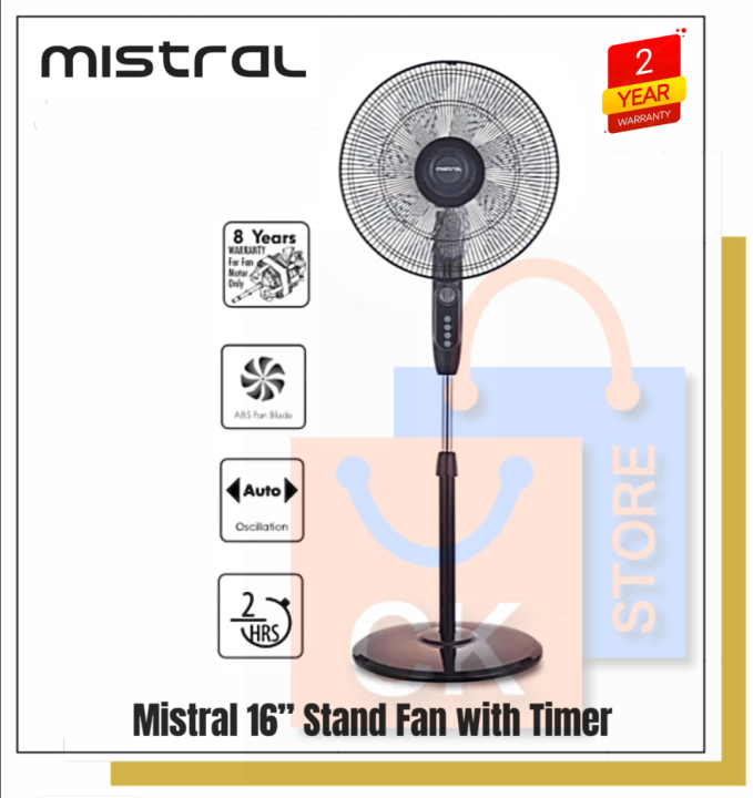 Mistral 16" (7 Bladed) Stand Fan with timer MSF1673 | MSF 1673 (2 Years ...