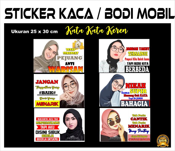 PRINT Stiker Kata Kata keren, sticker kata kata, kaca mobil, Bodi Mobil ...