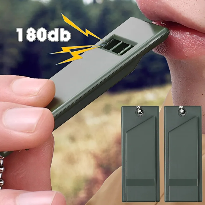 2pcs 3-Frequency Whistle High Decibel Survival Whistle Keychain Rugby ...