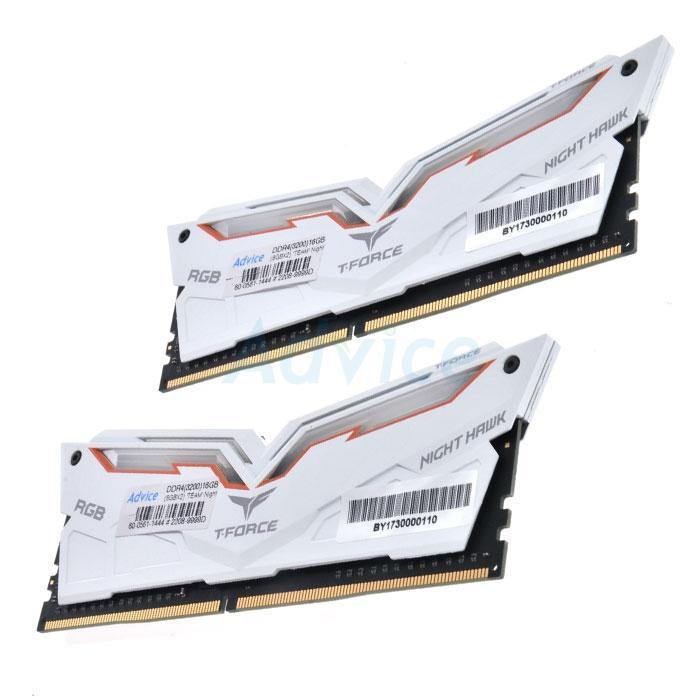 RAM DDR4(3200) 16GB (8GBX2) TEAM Night Hawk RGB White ประกัน LT ...