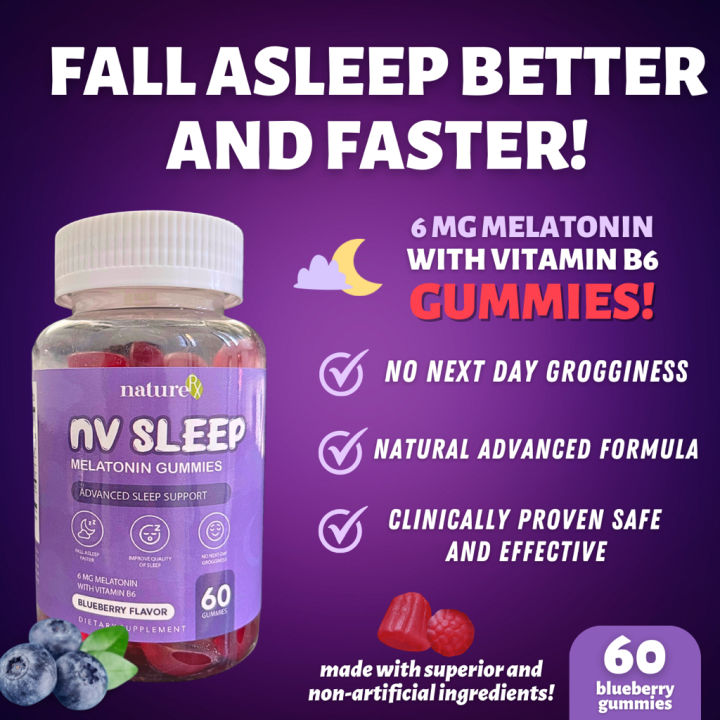 NatureRx NV Sleep Melatonin Gummies 60s Blueberry Flavor - Advanced ...
