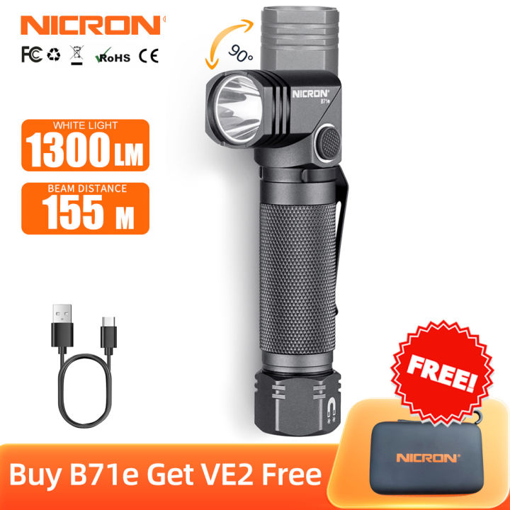 NICRON LED Flashlight B71e/N9, Handfree Dual Fuel 90 Degree Twist ...
