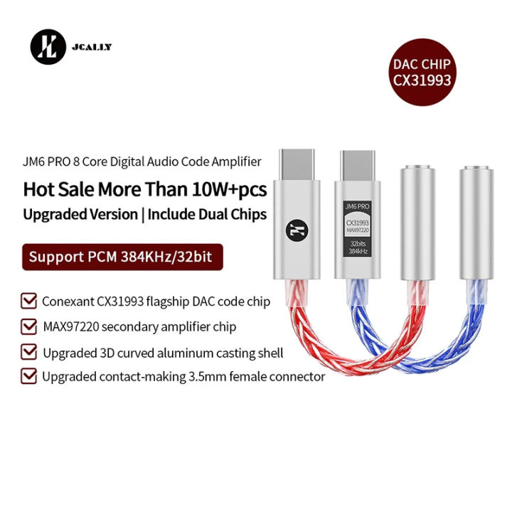JCALLY JM6 Pro Type-C ถึง3.5Mm ระบบเสียงดิจิตอล CX31993แบบพกพาแอมป์ Hifi USB หูฟังสมาร์ทโฟน DAC ...