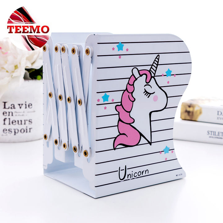 Teemo Folding Book Stand Metal Unicorn Cartoon Reading Organizer Book ...