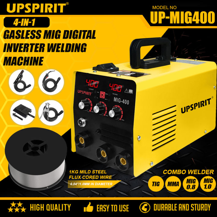 UPSPIRIT 4 IN 1 400A MIGWELD TECH Gasless MIG Fully Inverter Flux Cored ...