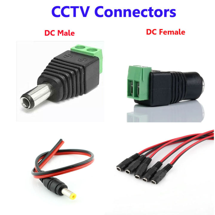 12v Male+female 2.1x5.5mm Dc Power Jack Plug Adapter Connector For Led Strip Cctv Security ...